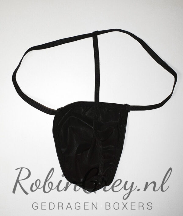 Zwarte wetlook string - Robin Grey